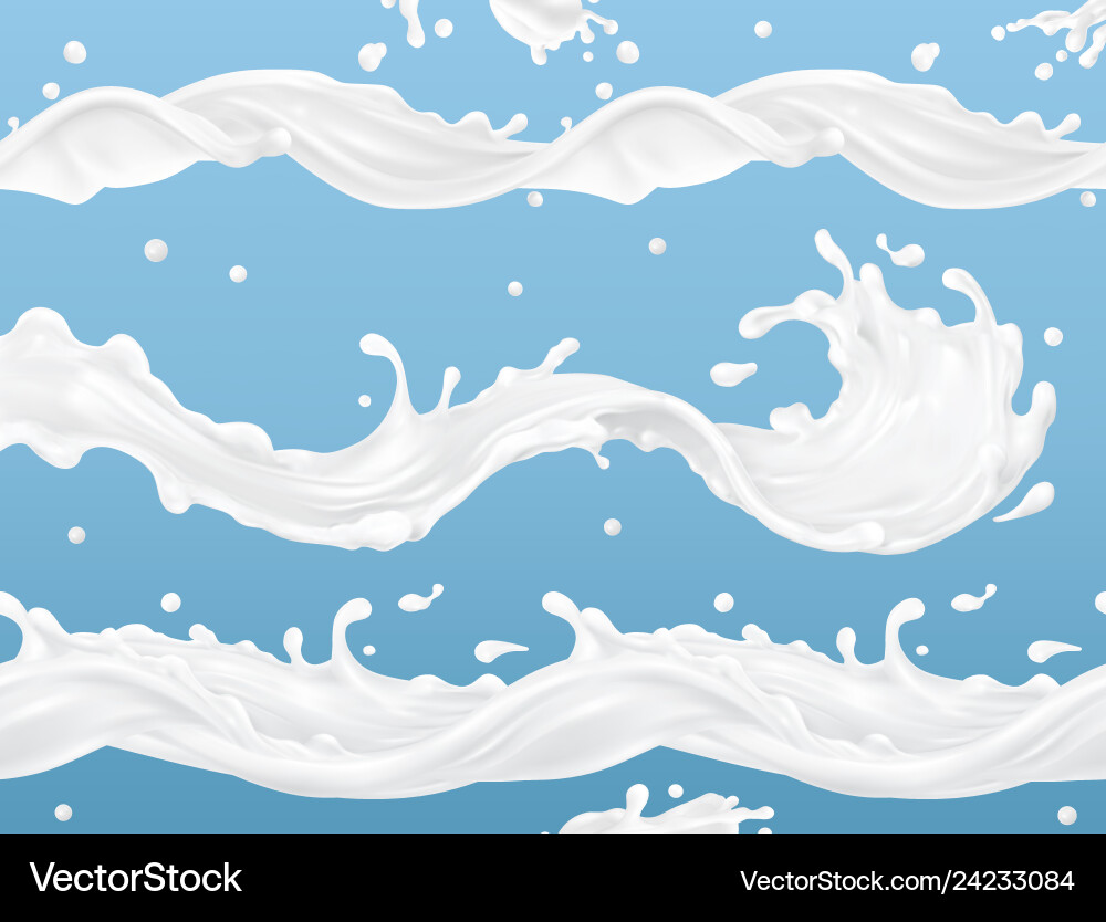 Milk splash wave seamless pattern 3d realistic Vector Image