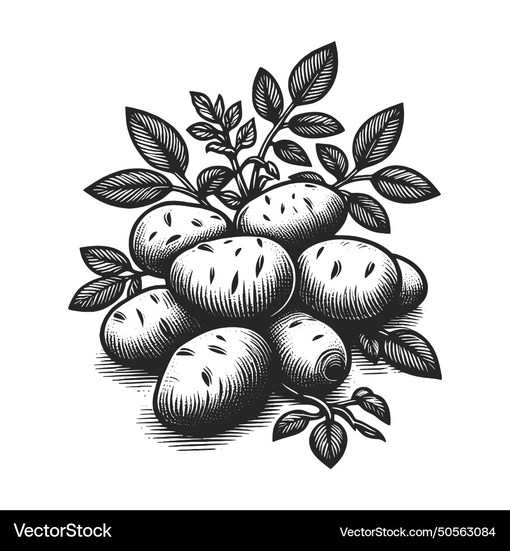 Potato tubers sketch Royalty Free Vector Image