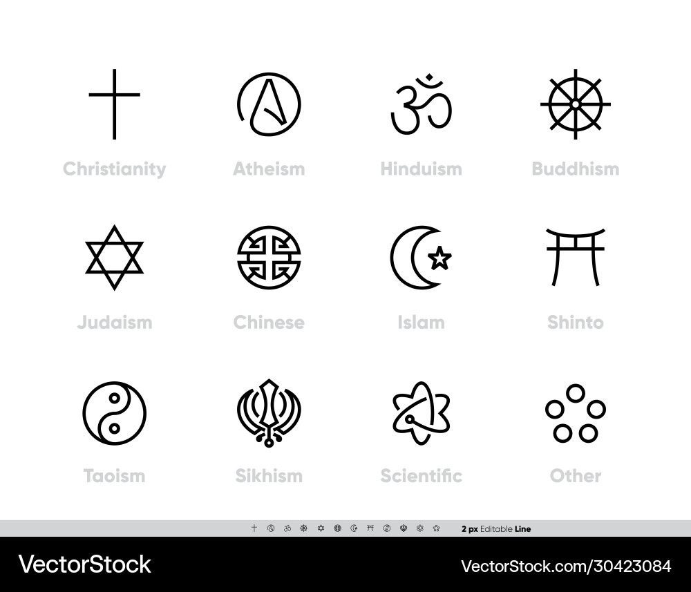 Religious Symbol Set - Faith & Spirituality Vector Image