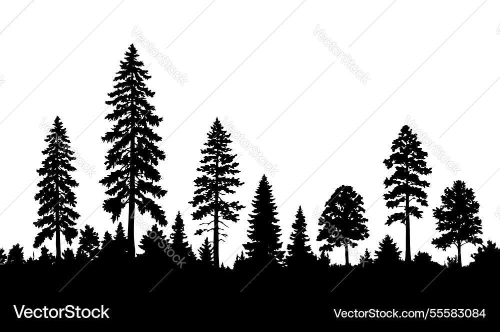 Seamless forest tree line silhouette pattern Vector Image