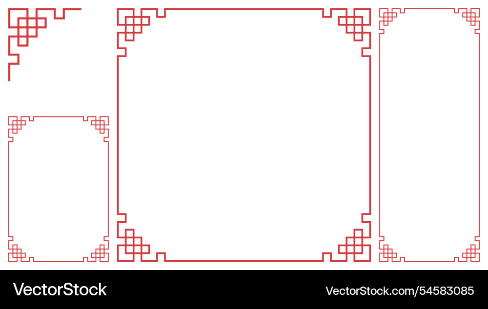 Chinese geometric square frame and border set Vector Image