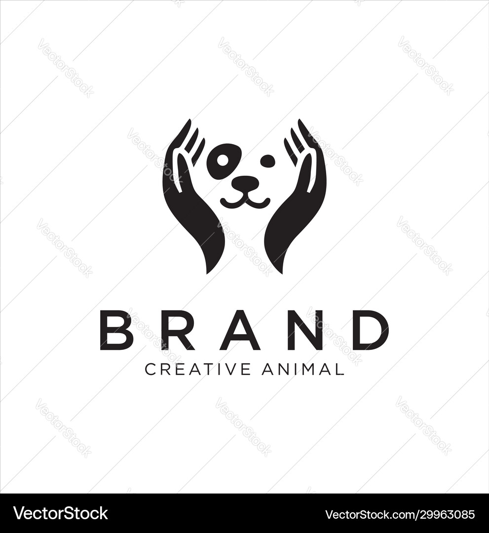 Dog Palm Logo Vintage Hand Drawn Beagle Dog Logo Design Vector
