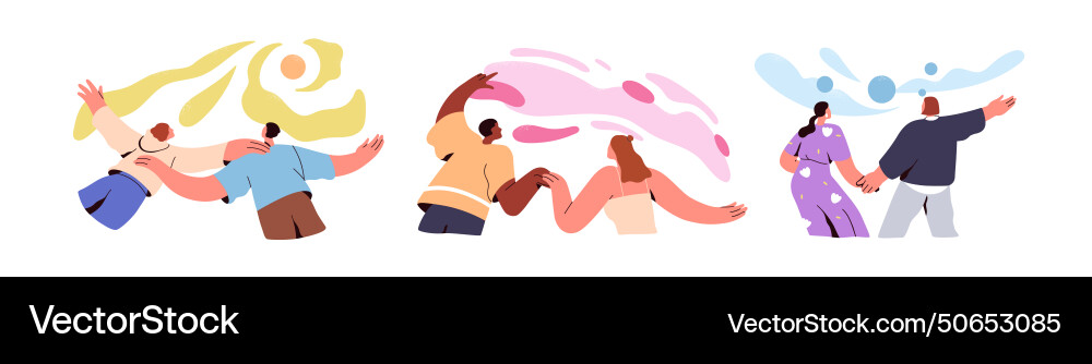 Dreaming couples set happy dreamers imagining Vector Image