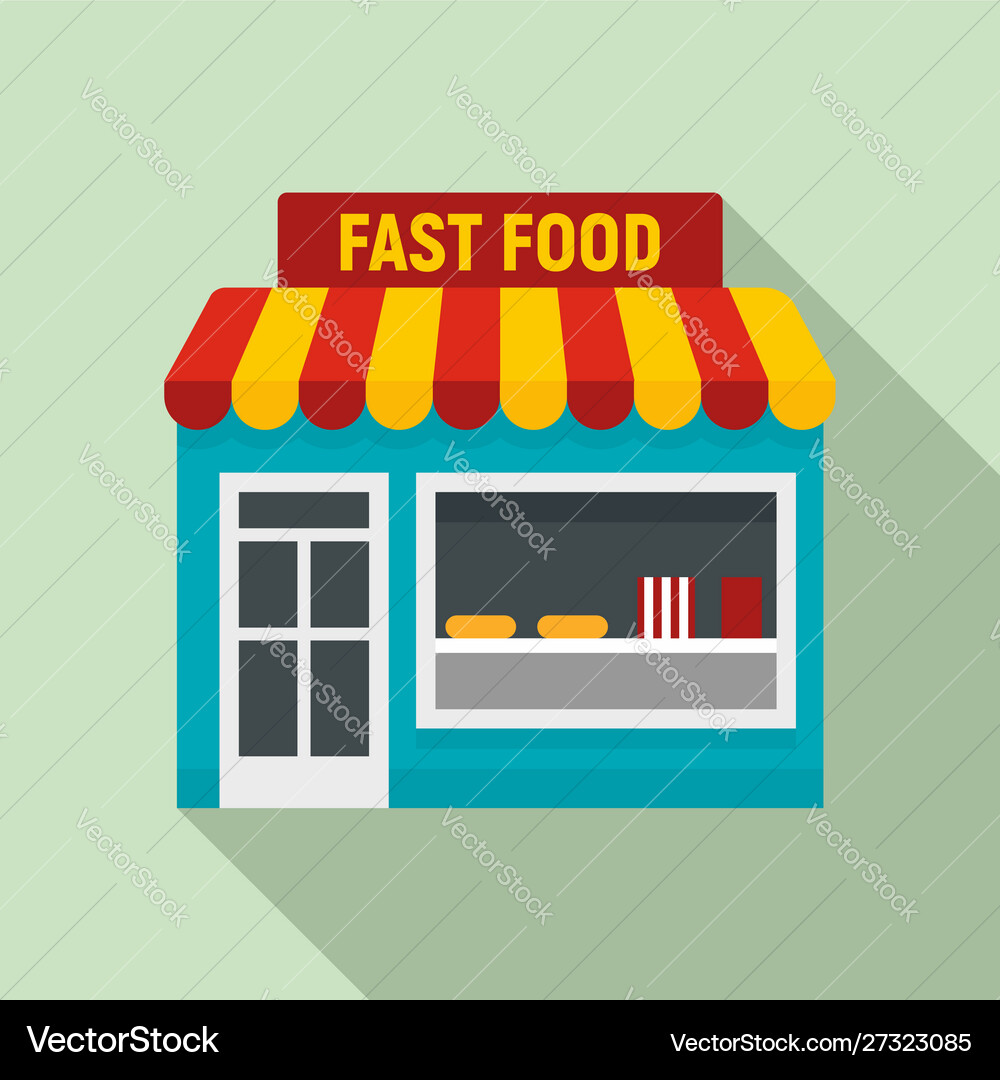 Fast food shop icon flat style Royalty Free Vector Image