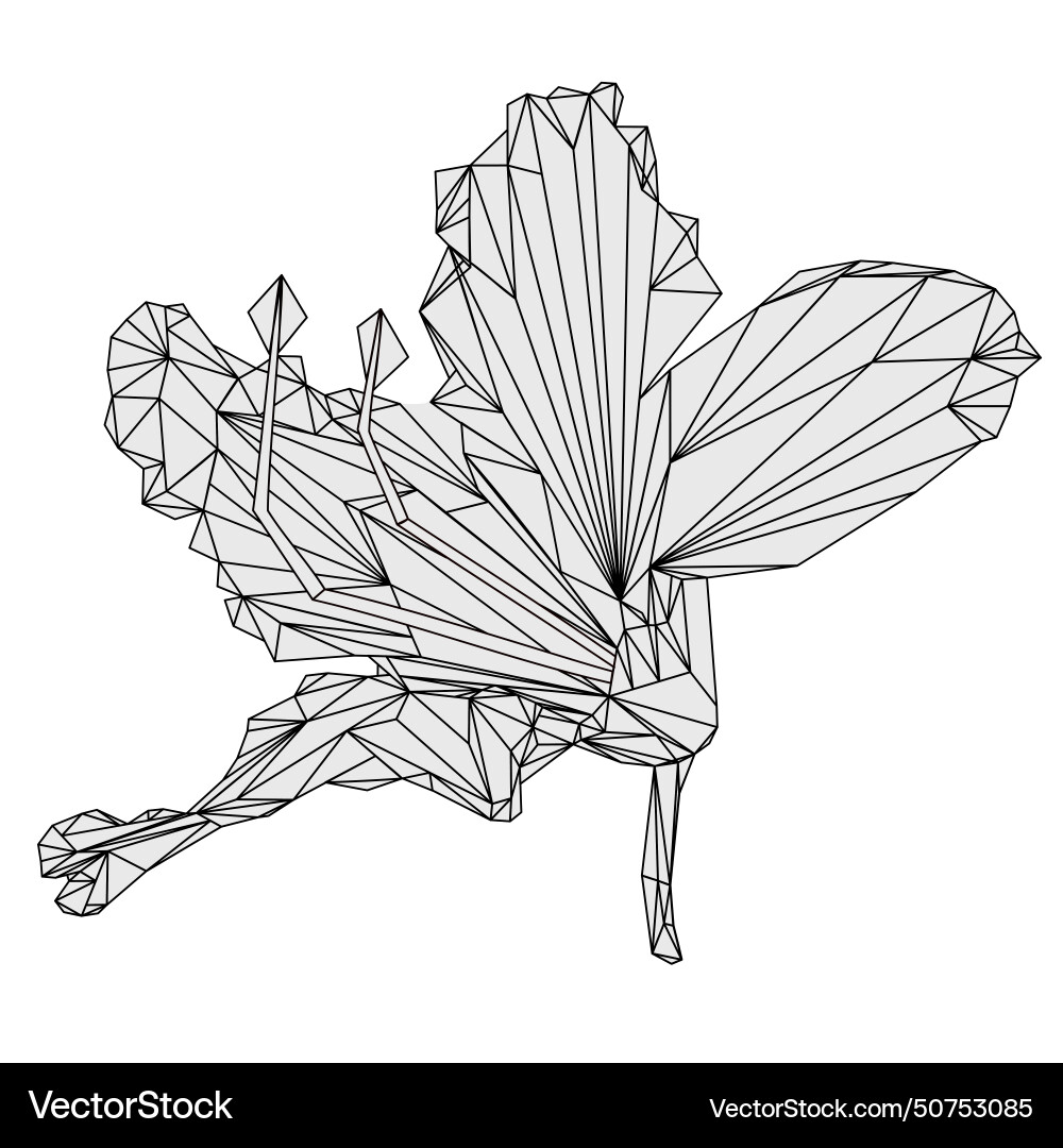 Flower rhododendron simple outline low-polygon Vector Image