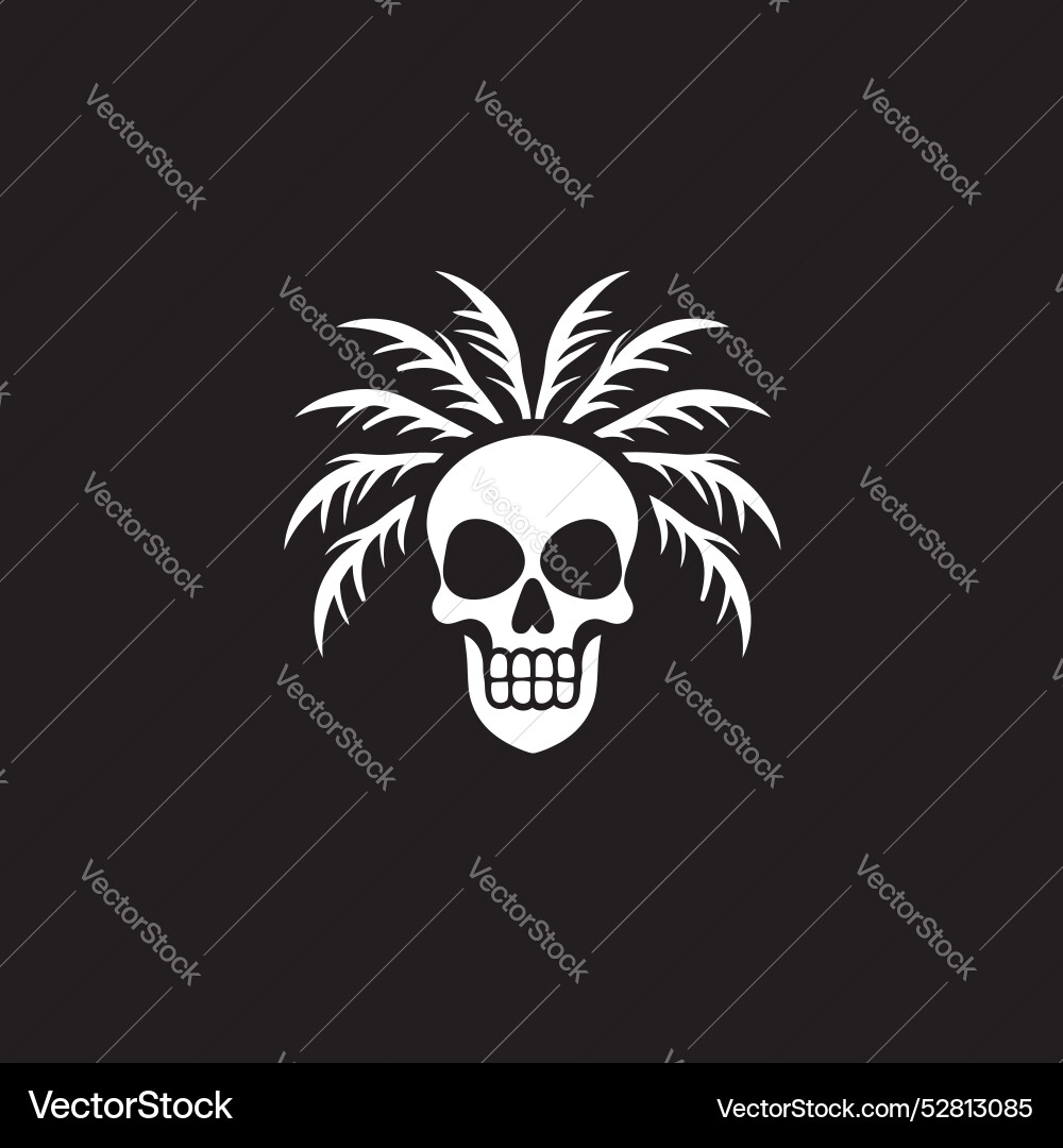Palm cranium logo skull oasis emblem Royalty Free Vector