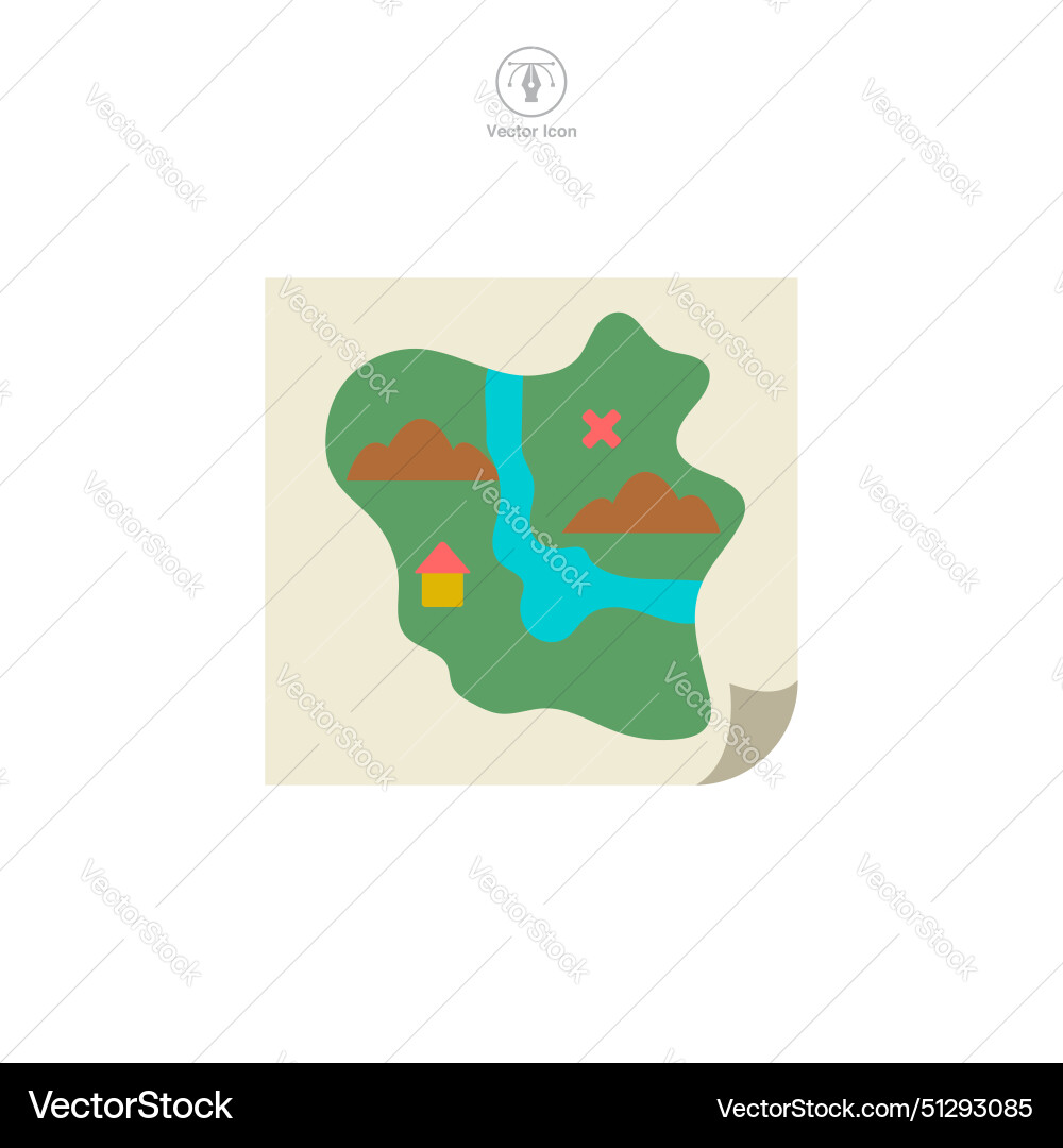 Quest map game treasure icon symbol isolated Vector Image