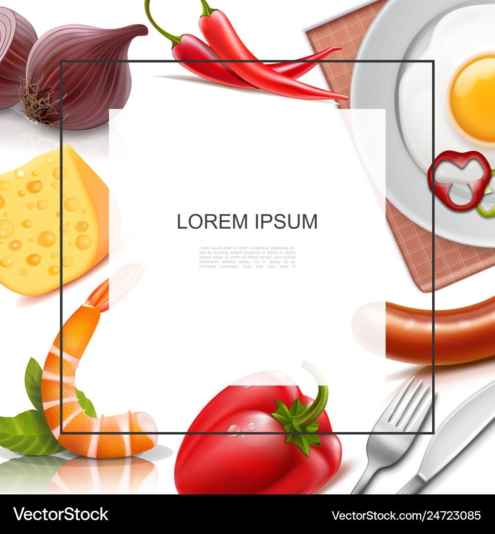 Realistic food colorful template Royalty Free Vector Image