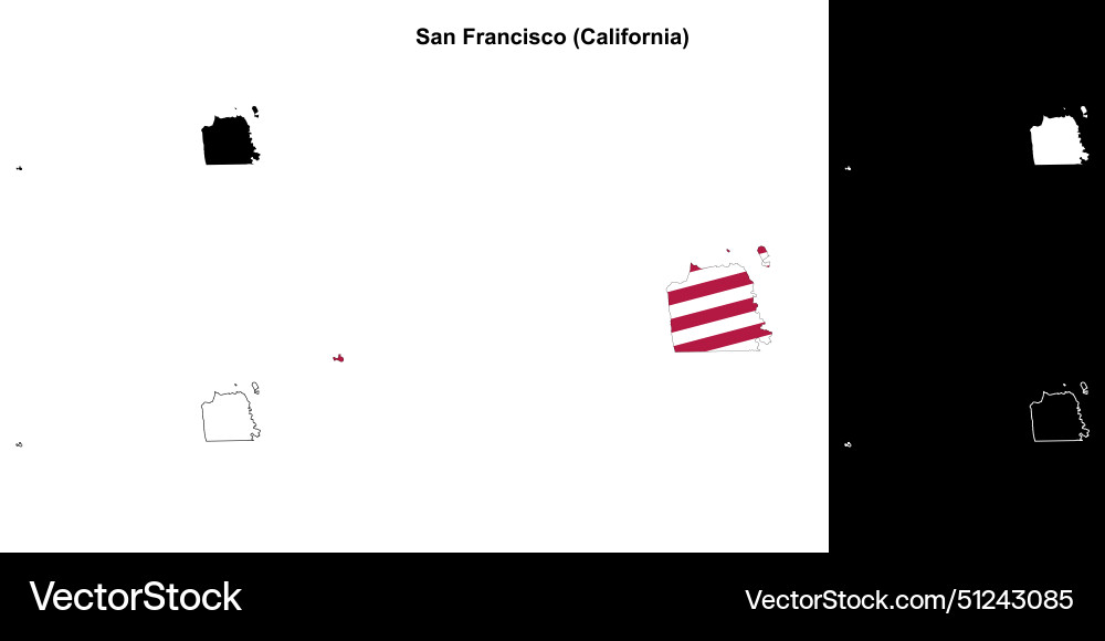 San francisco outline map Royalty Free Vector Image