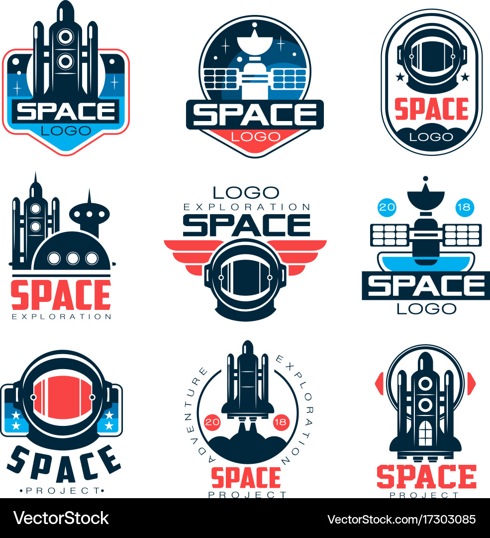 Space Exploration Logo Collection Royalty Free Vector Image