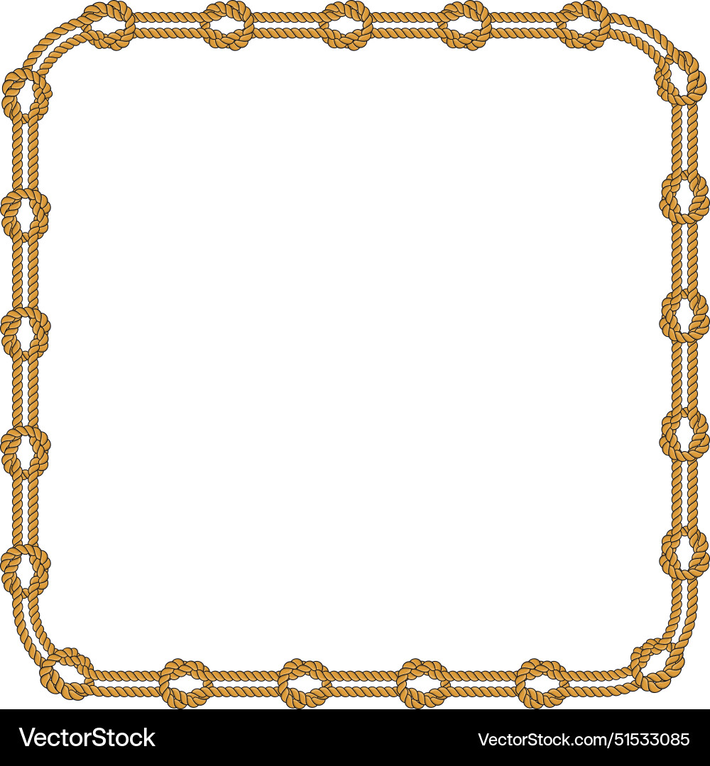 Square rope frame isolated on white background Vector Image