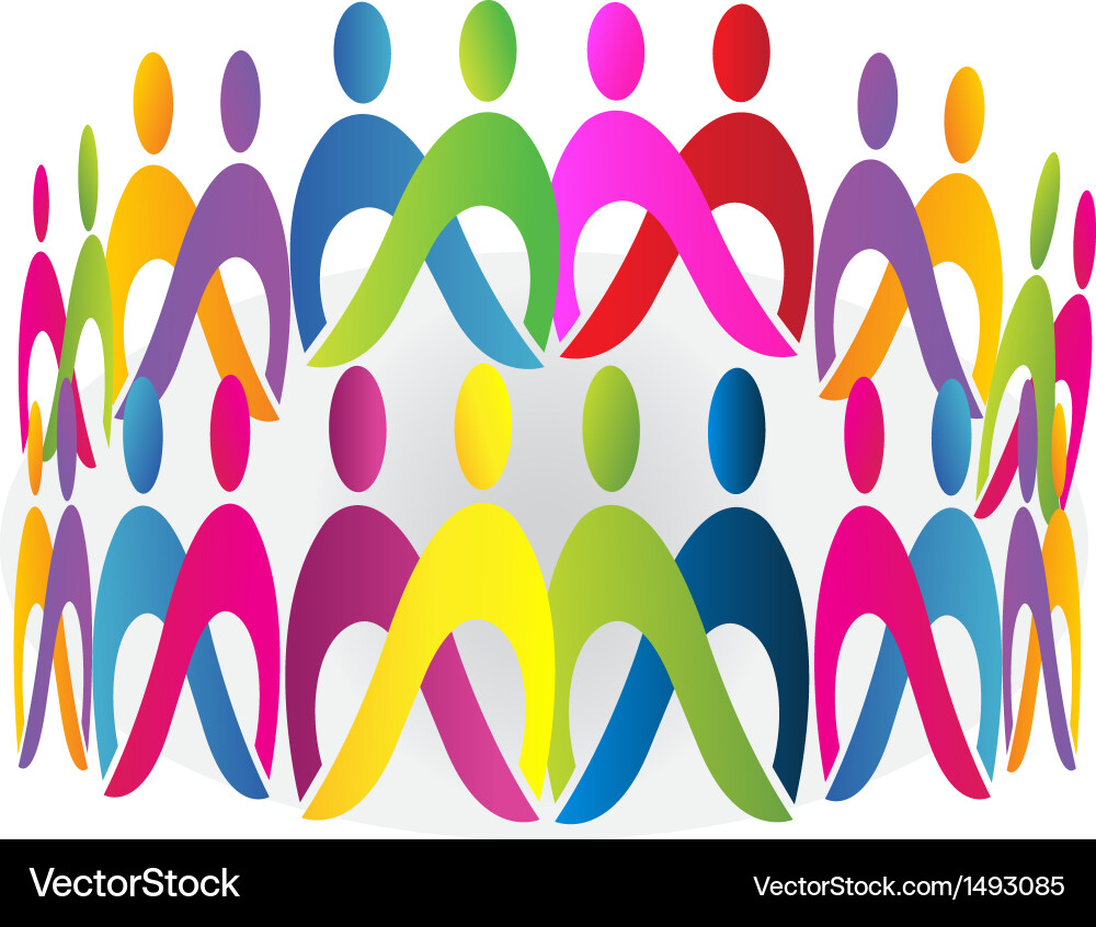 Teamwork meeting people logo design Royalty Free Vector
