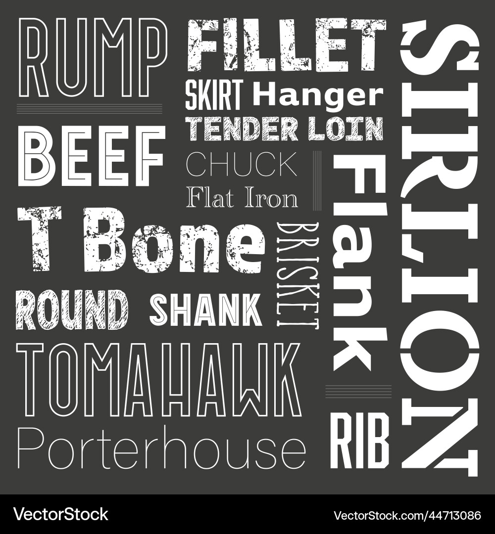 Beef steak cuts chalkboard menu Royalty Free Vector Image