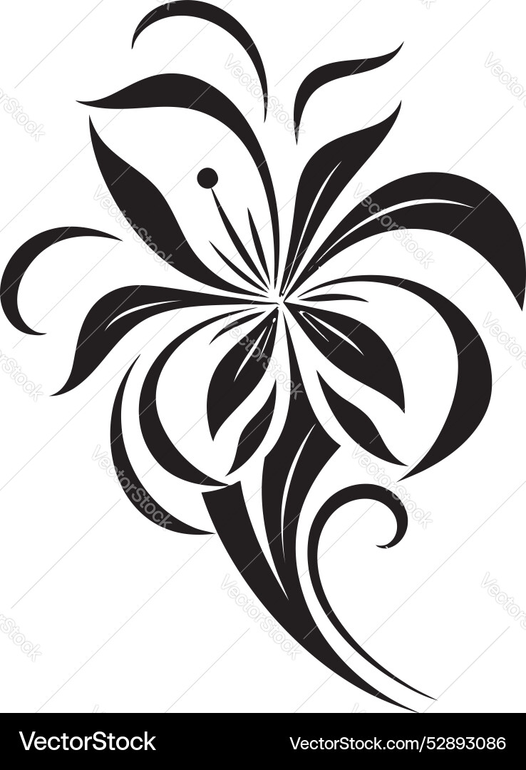 Black floral iconic legendary Royalty Free Vector Image