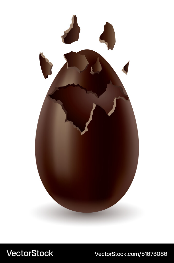 Chocolate egg broken exploded eggshell kids Vector Image