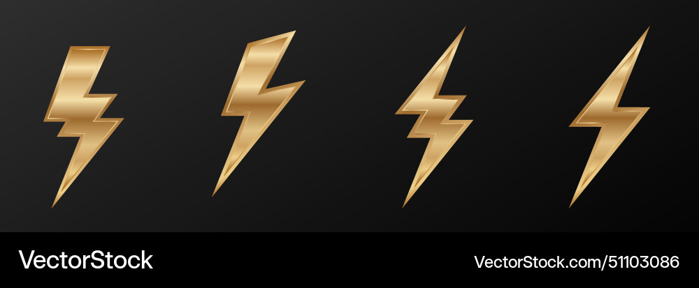 Gold thunder bolt energy Royalty Free Vector Image