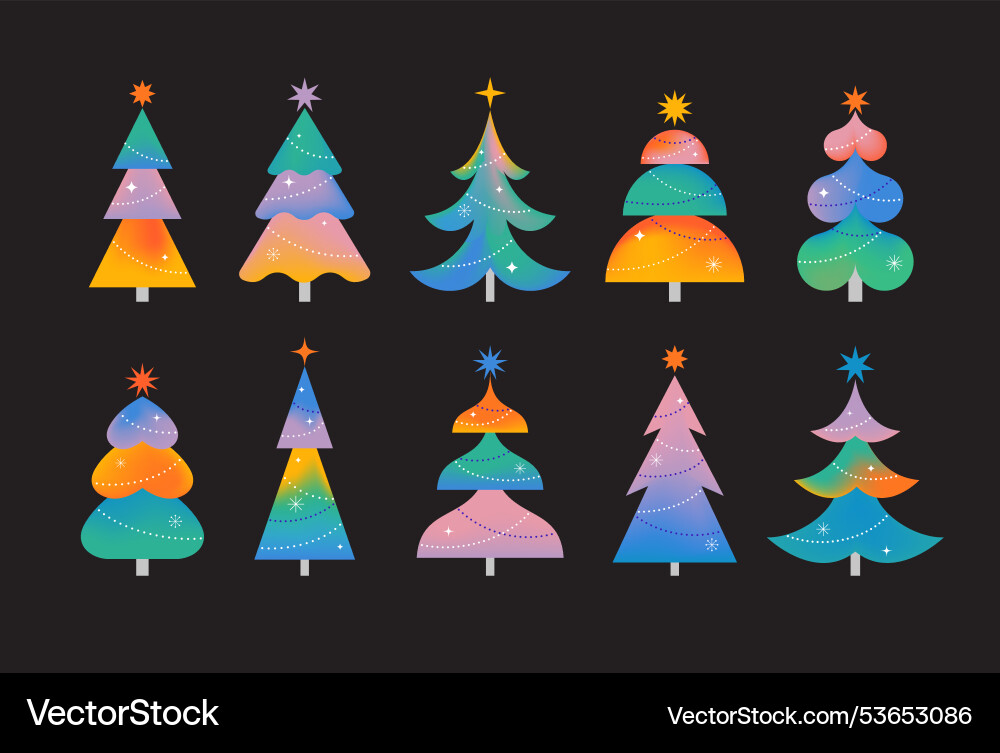 Modern christmas tree collection style Royalty Free Vector