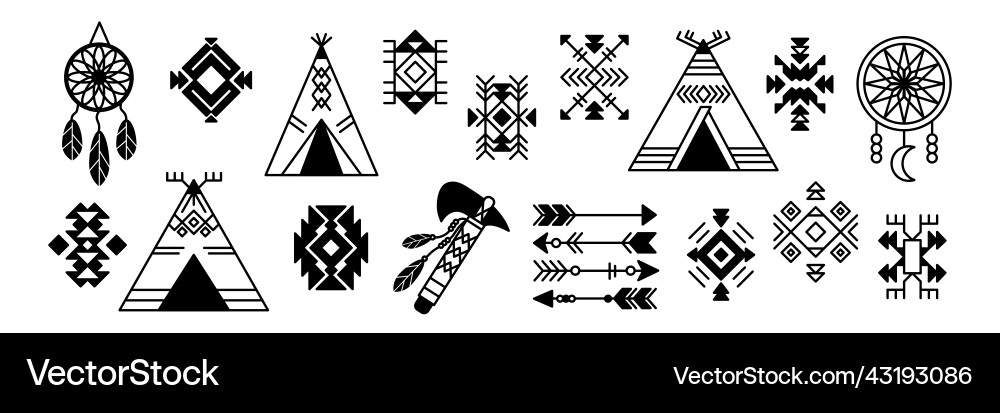 Native american patterns indian teepee geometric Vector Image