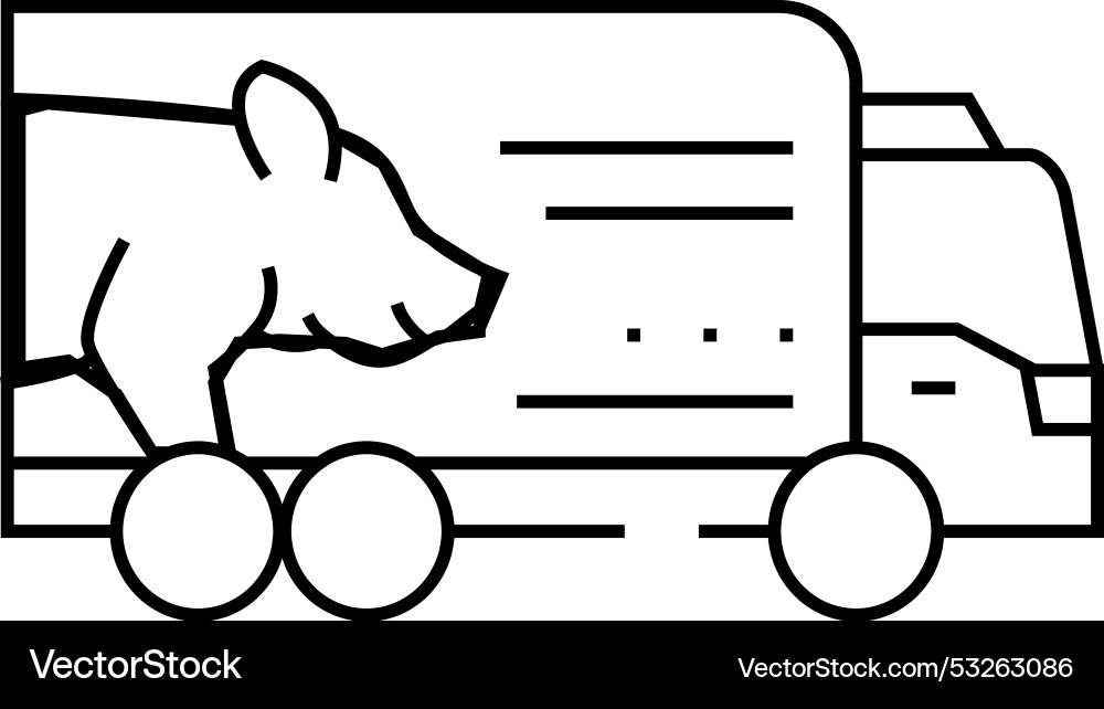 Pig transport truck line icon Royalty Free Vector Image