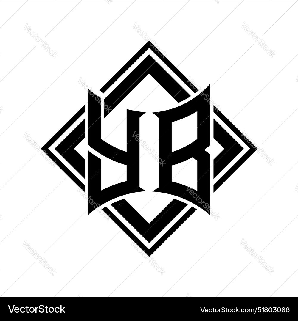 Yb letter logo with abstract shield shape Vector Image