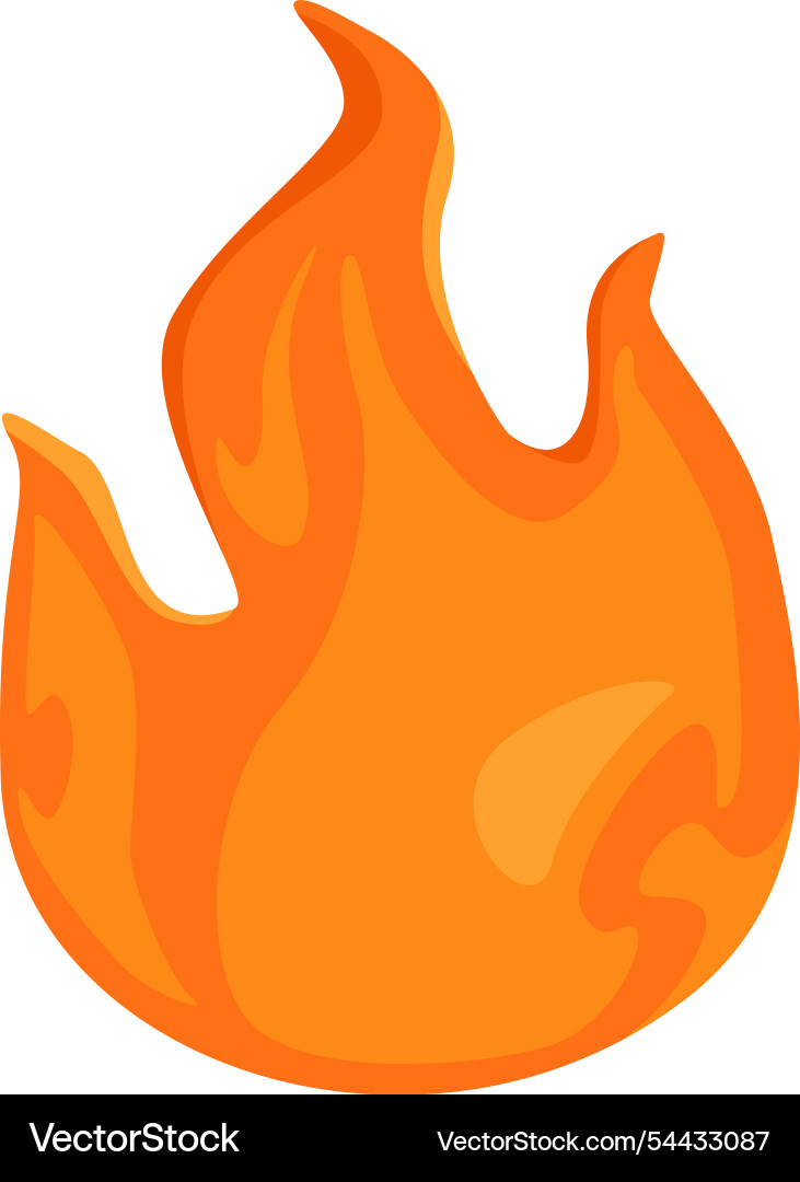 A cartoonish orange flame with a yellow base Vector Image