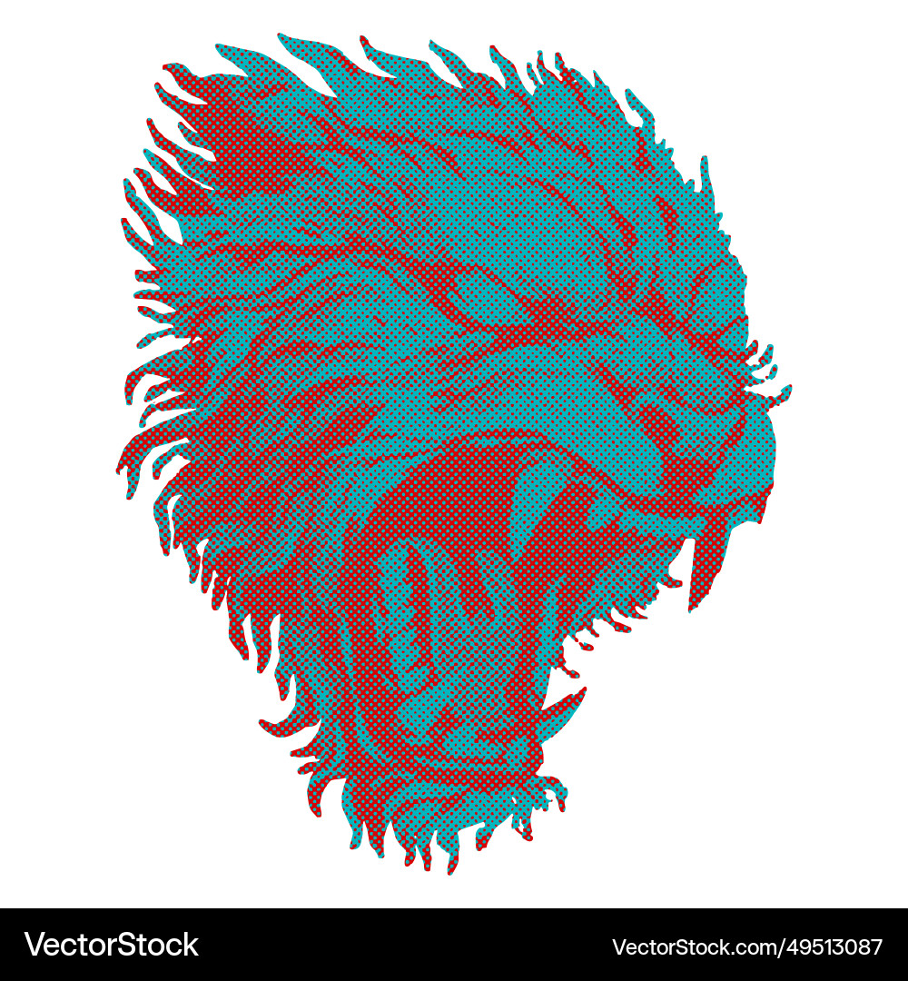Angry grinning beast head halftone dots effect Vector Image
