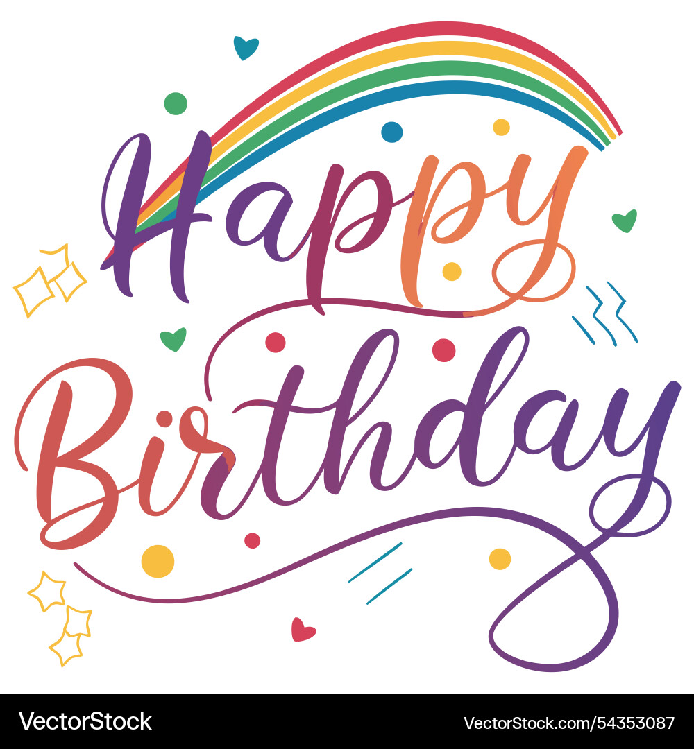 Artistic happy birthday calligraphy Royalty Free Vector