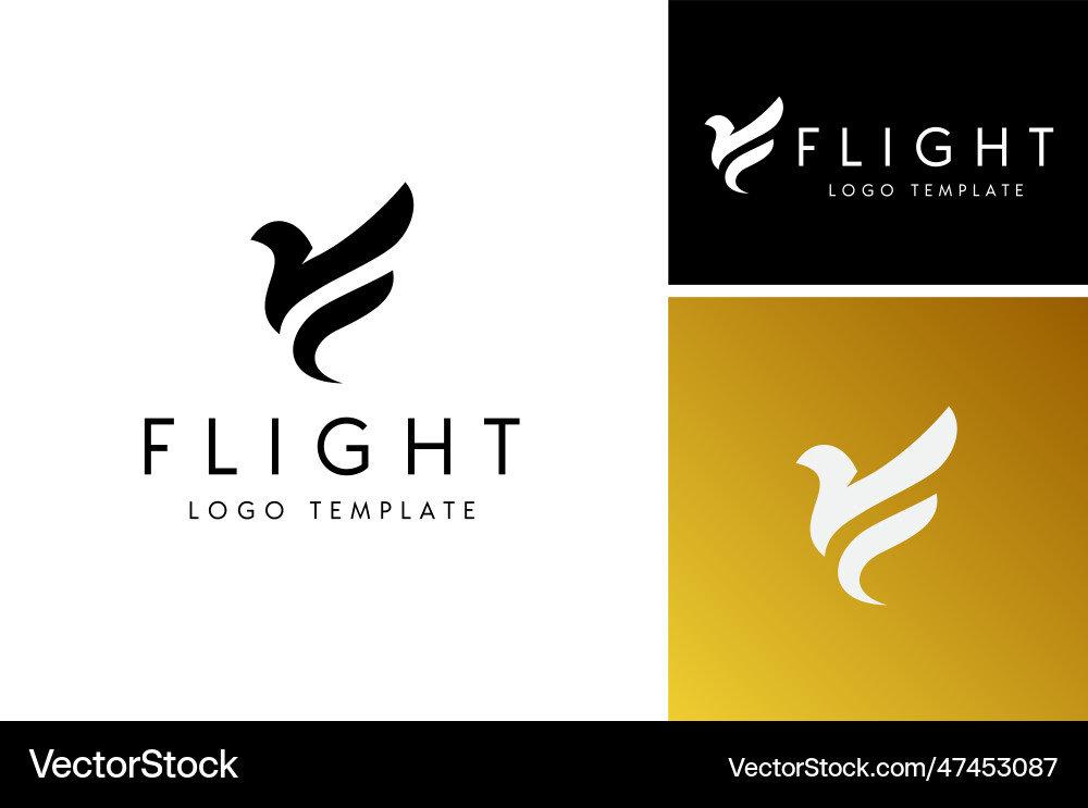 Bird letter f flapping freedom flying flight logo Vector Image