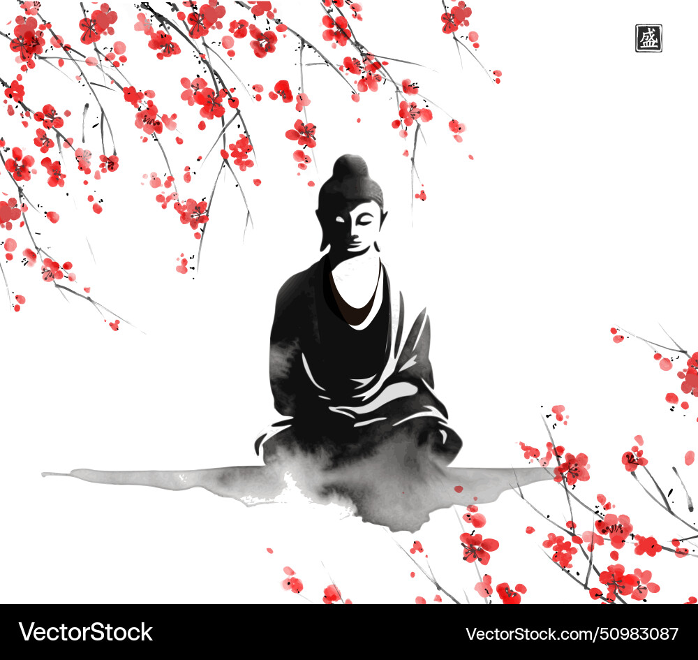 Buddha in a meditative lotus position Royalty Free Vector