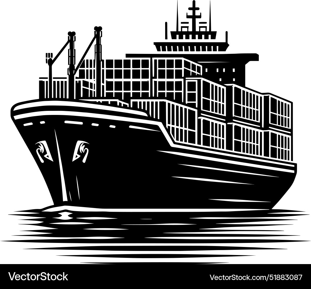 Cargo ship with containers isolated on a white Vector Image
