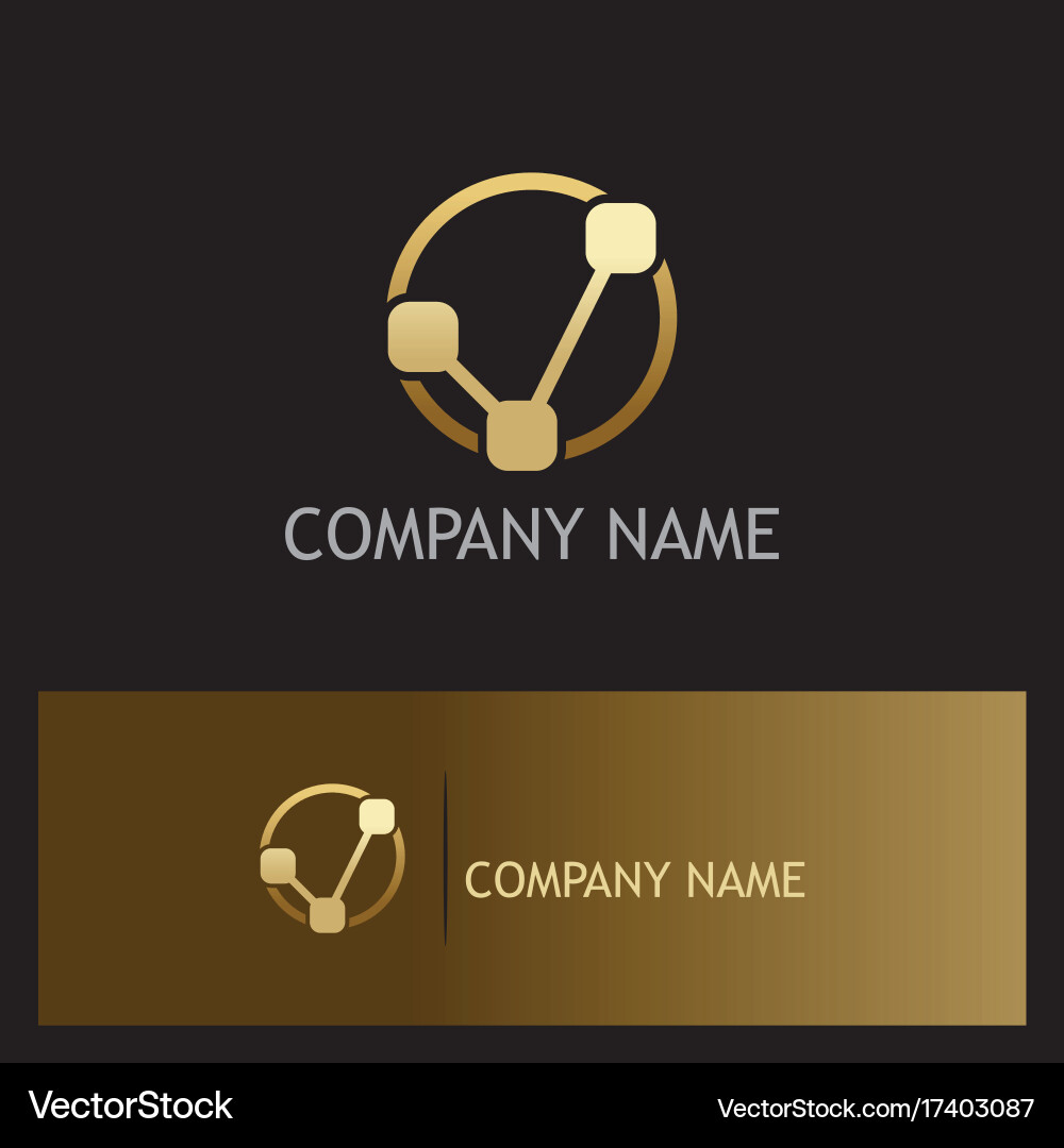 Connection technology letter v gold logo Vector Image