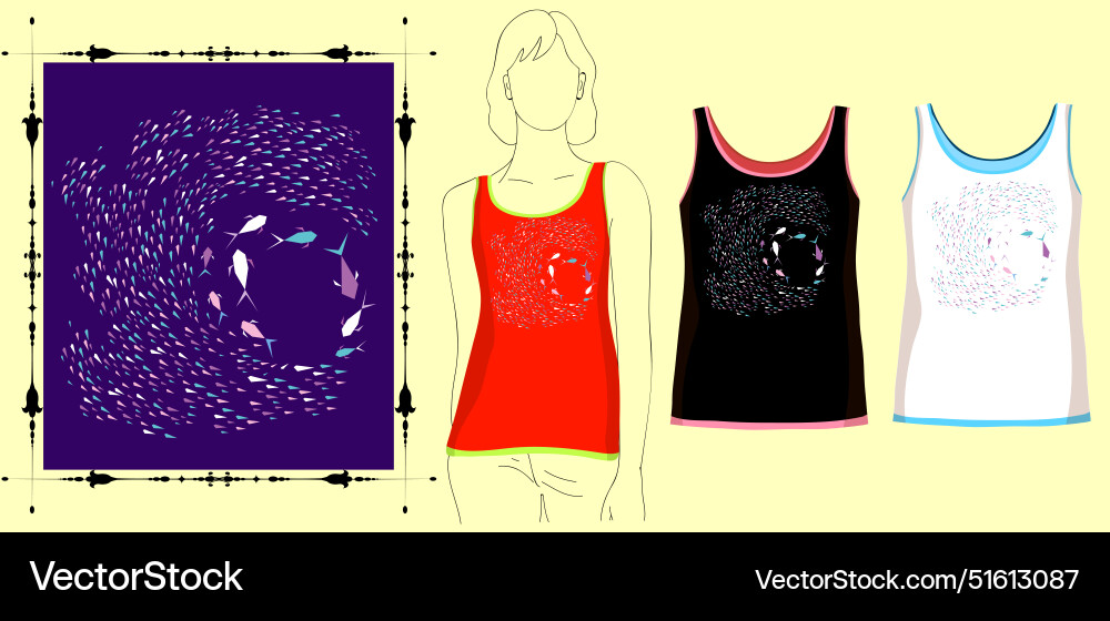 Fish icons spiral design Royalty Free Vector Image