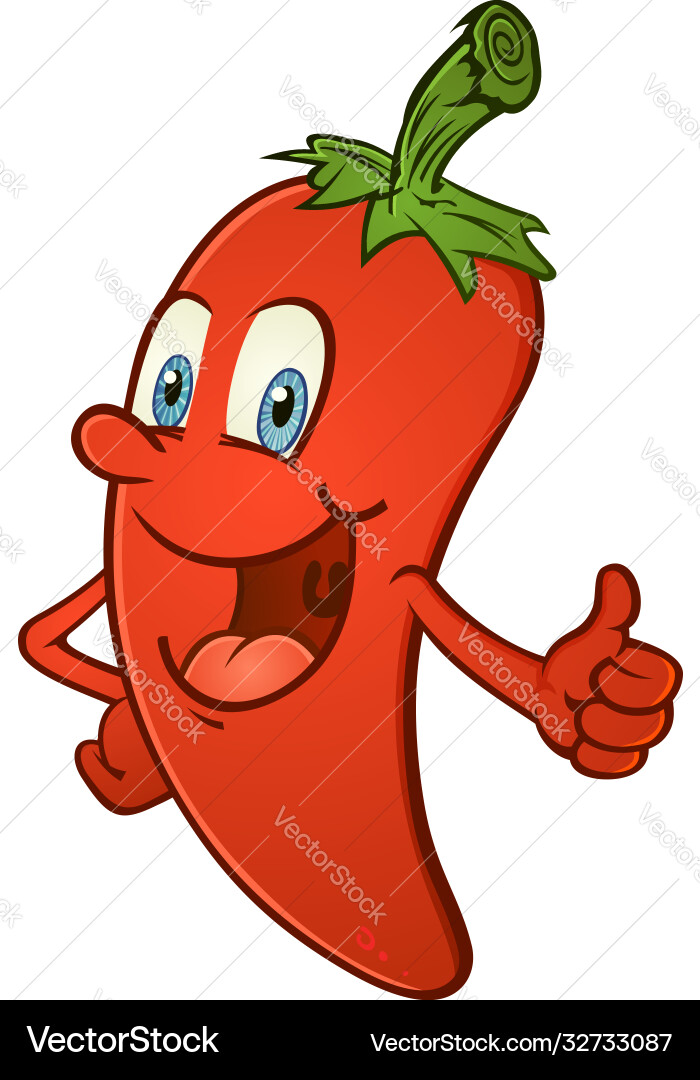 Hot pepper thumbs up cartoon Royalty Free Vector Image