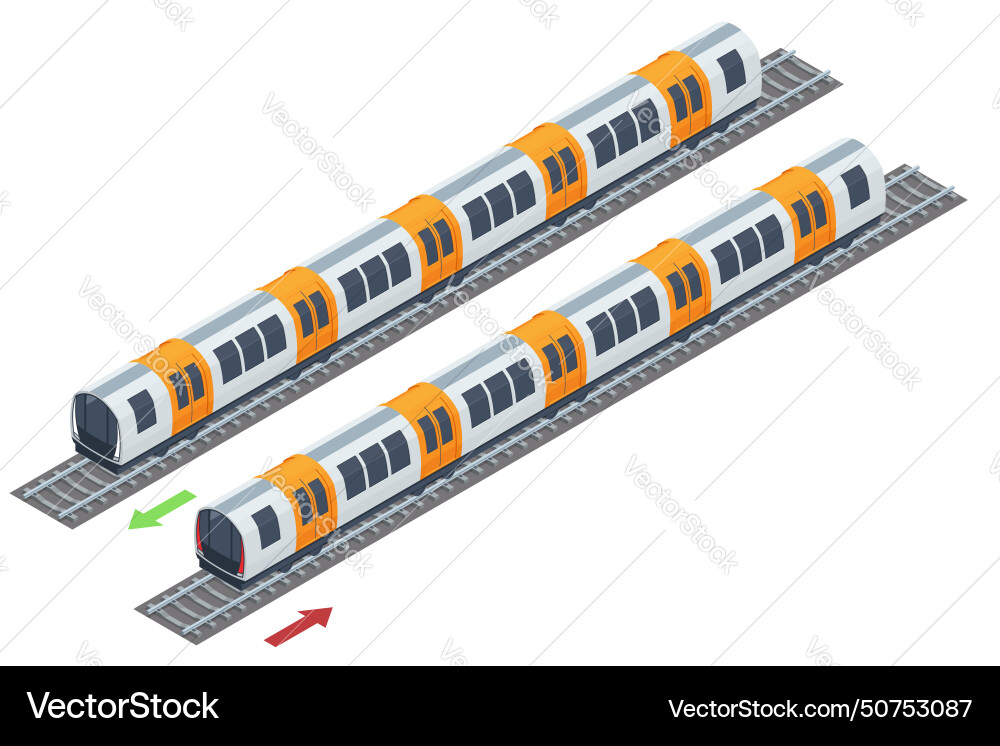 Isometric subway underground train high quality Vector Image