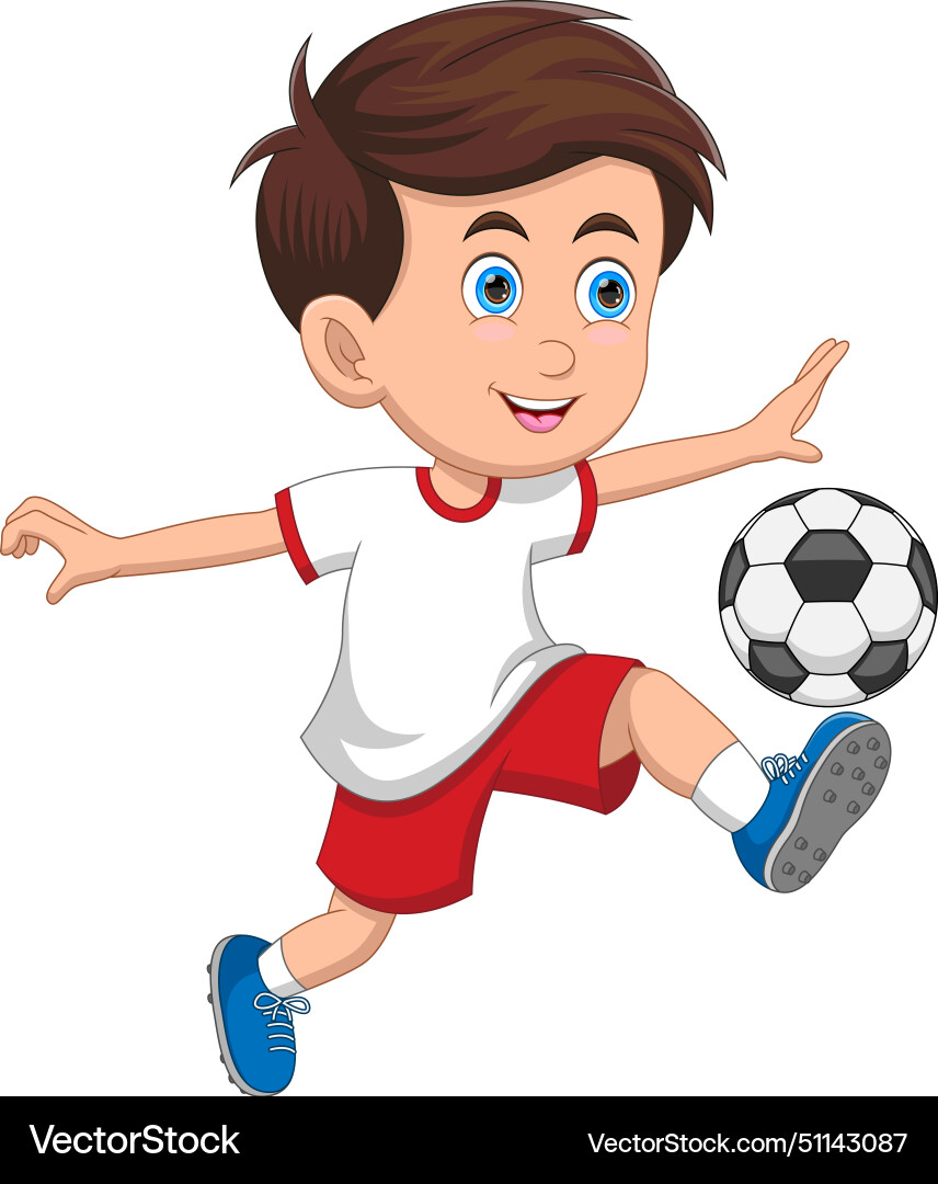 Little boy playing football Royalty Free Vector Image