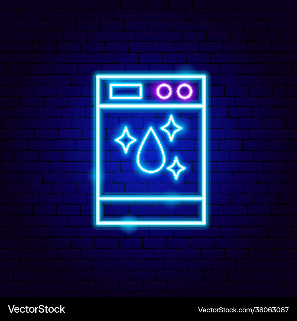 Neon Washing Machine Sign Royalty Free Vector Image