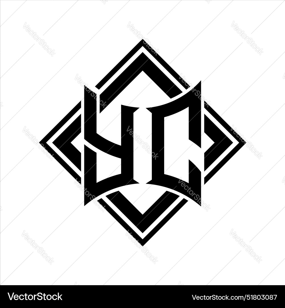 Yc letter logo with abstract shield shape Vector Image