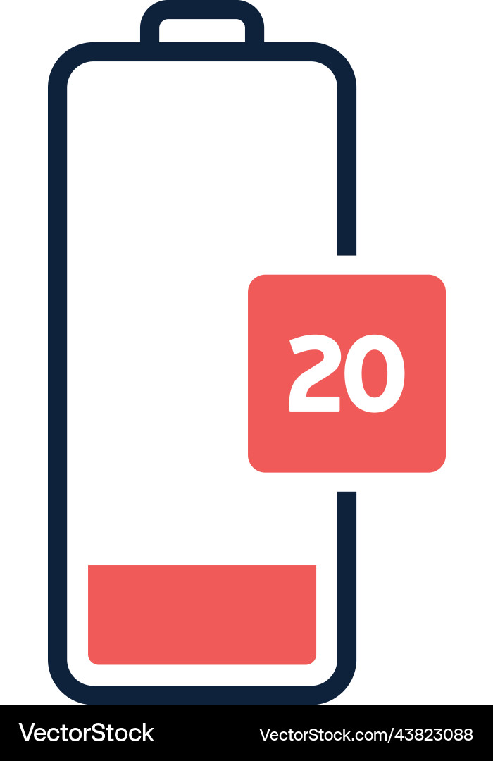 20 percent battery level Royalty Free Vector Image