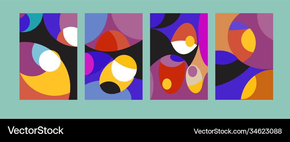 Abstract colorful geometric and curvy pattern Vector Image