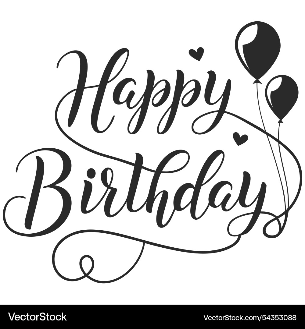 Artistic happy birthday calligraphy Royalty Free Vector