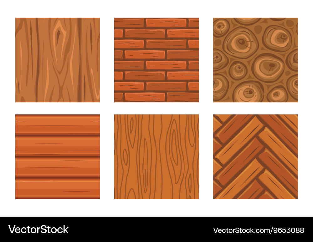 Cartoon wooden seamless textures Royalty Free Vector Image