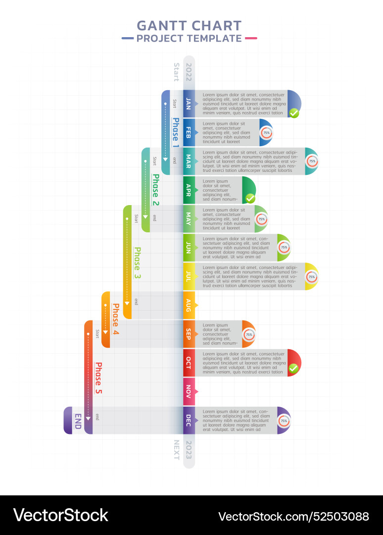 Timeline gantt chart infographic template Vector Image