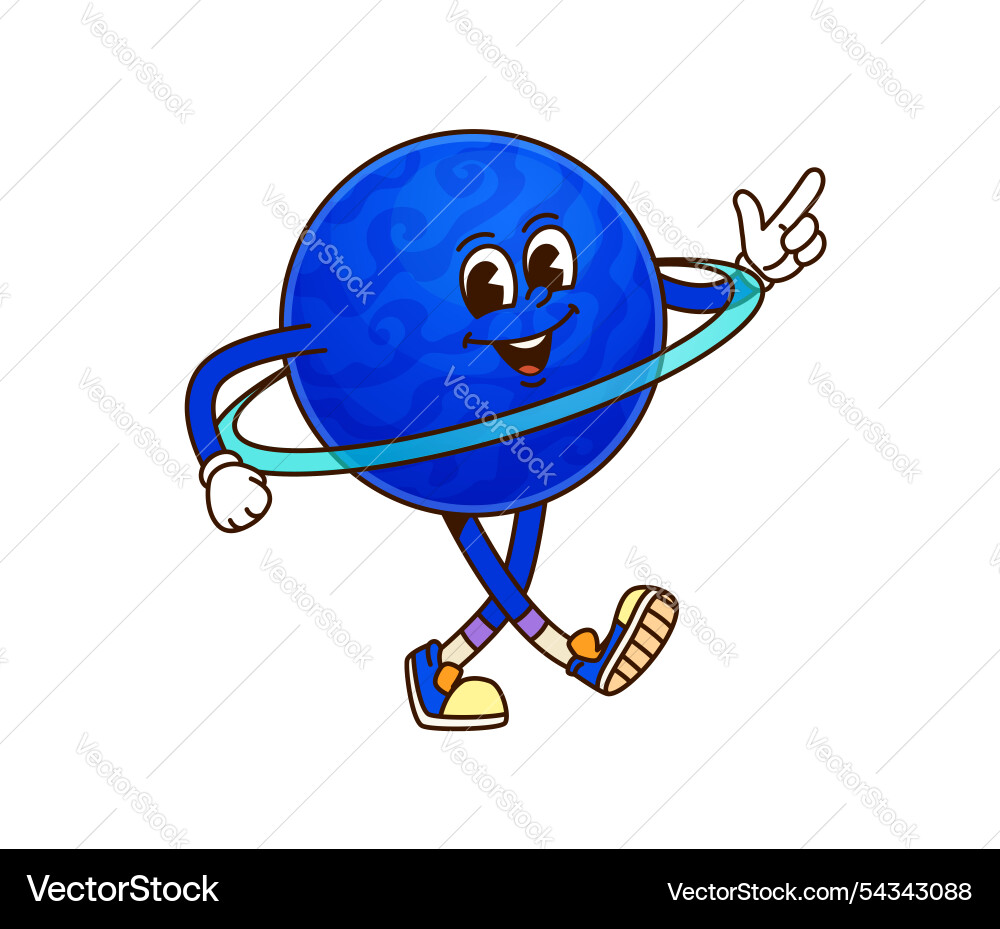 Uranus solar system groovy planet retro character Vector Image
