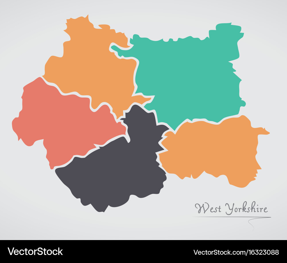 West yorkshire england map with states and modern Vector Image