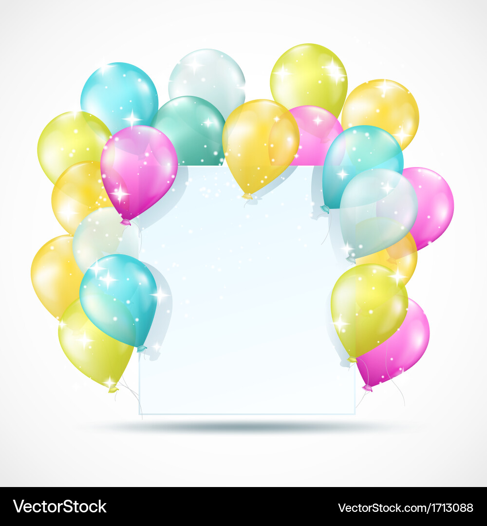 White card with balloons Royalty Free Vector Image