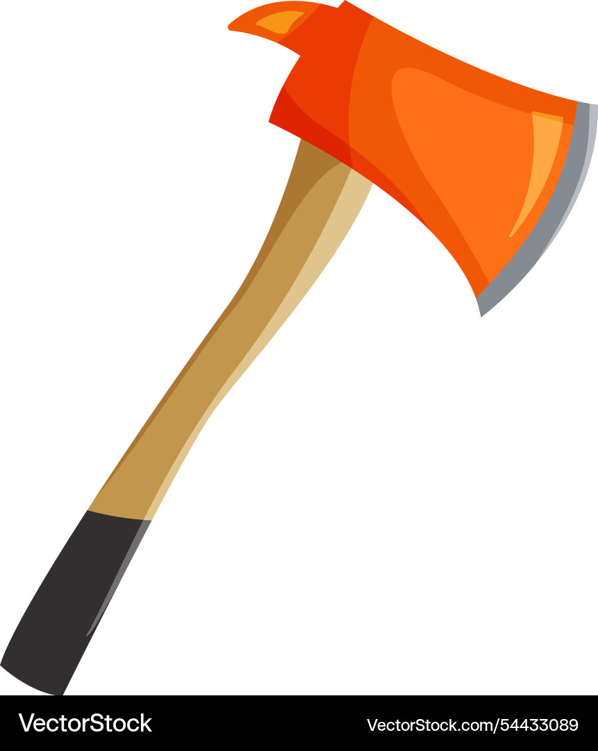 A wooden axe with a black handle and orange head Vector Image