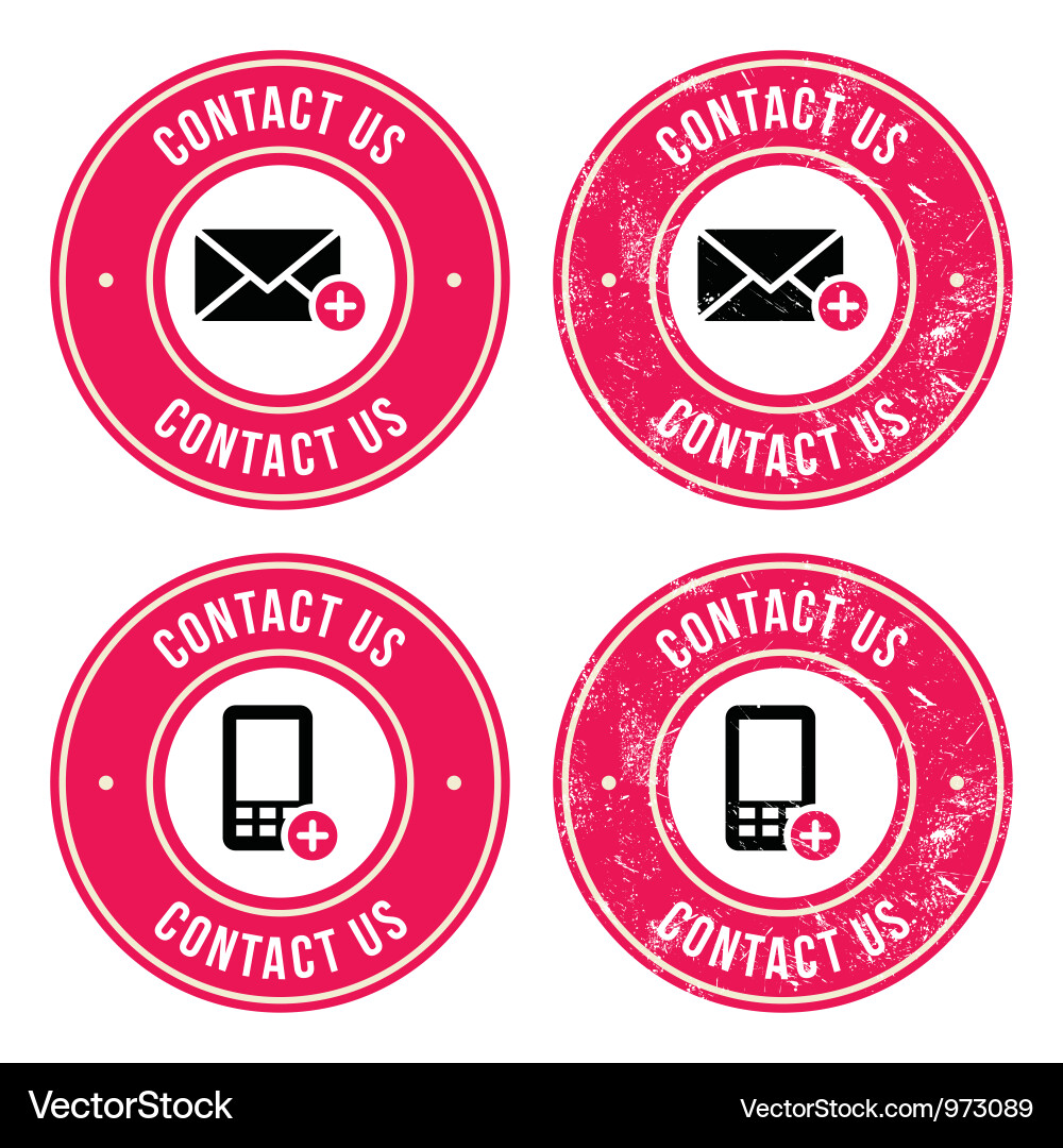 Contact us retro old labels with phone email icon Vector Image