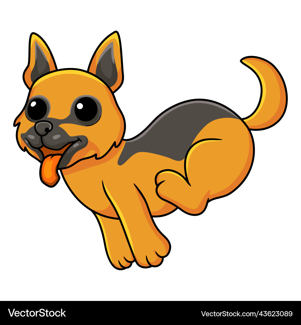 Cute german shepherd dog cartoon running Vector Image