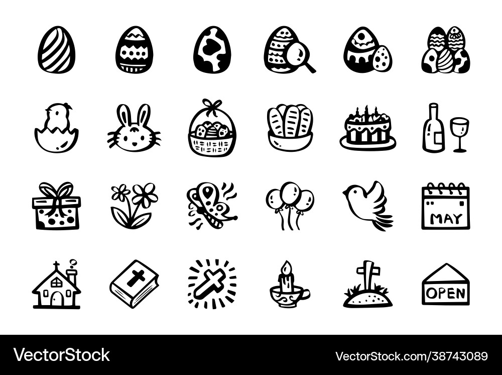 Easter day hand drawn doodle icon Royalty Free Vector Image
