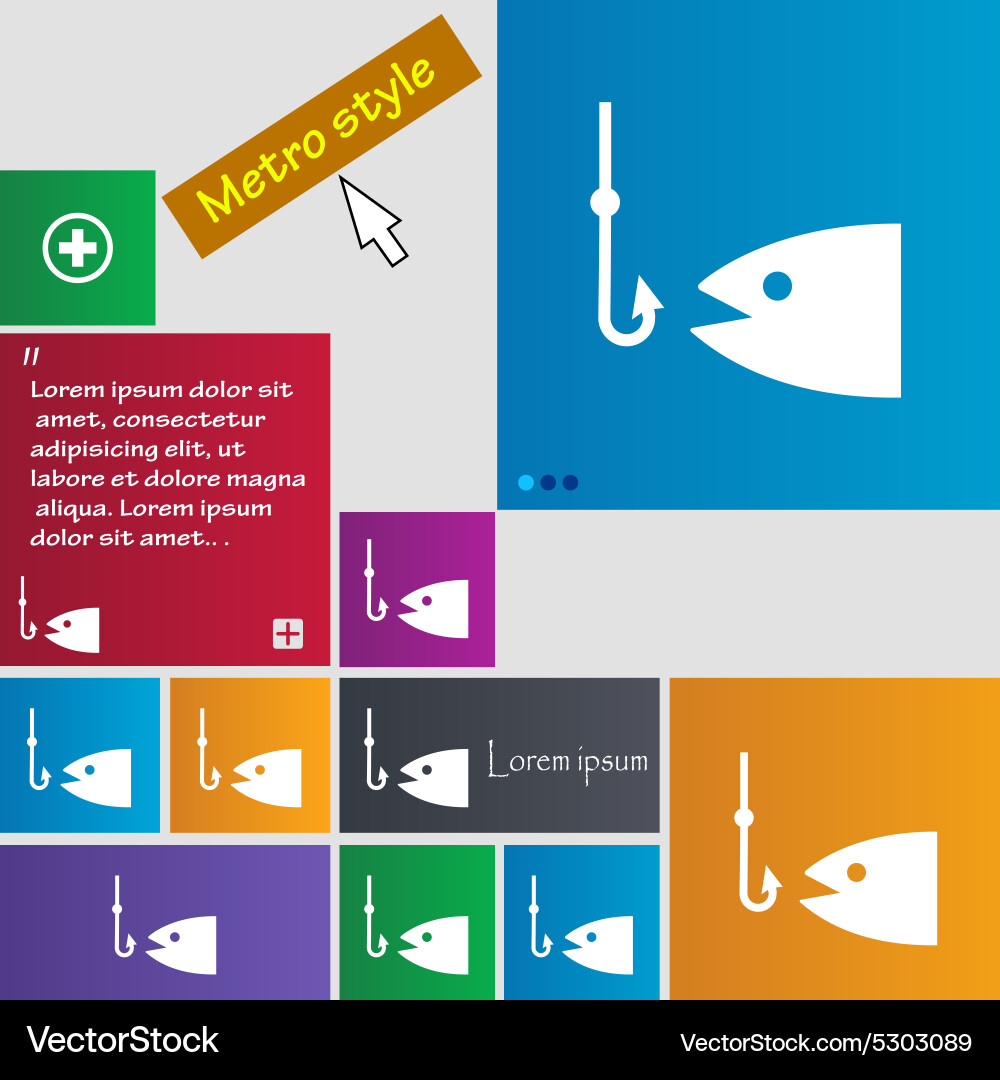 Fishing icon sign buttons modern interface website